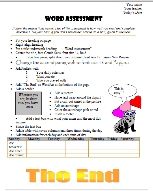 Complete Practical Exercise on Ms-Word - Self Study