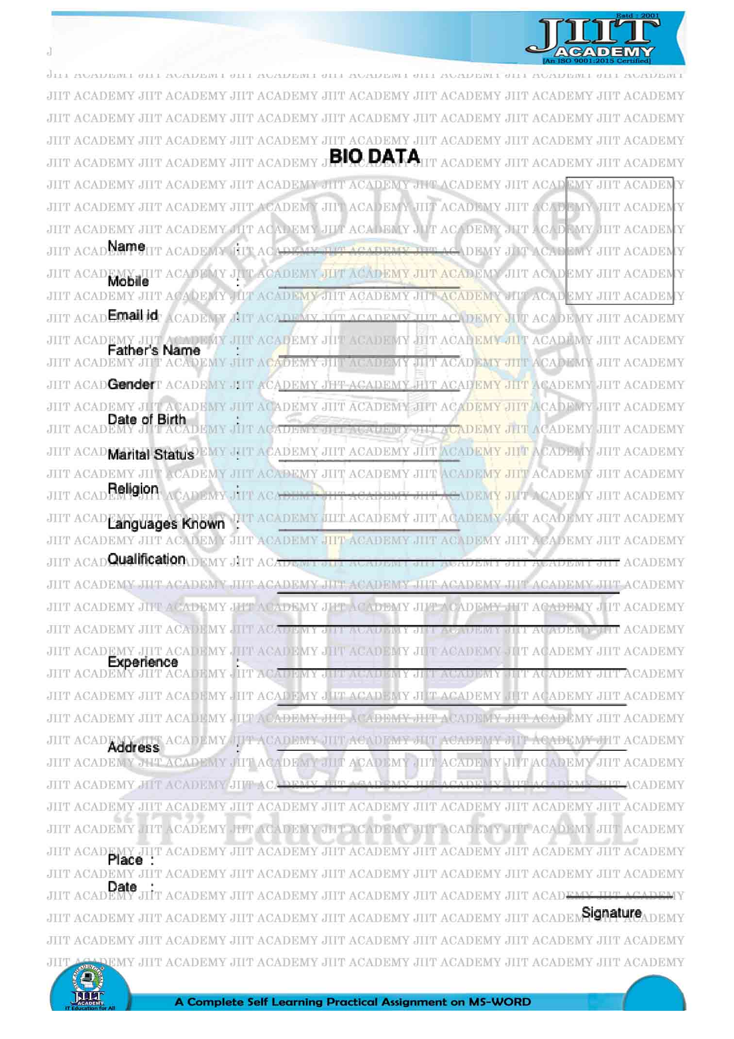 Complete Practical Exercise on Ms-Word - Self Study